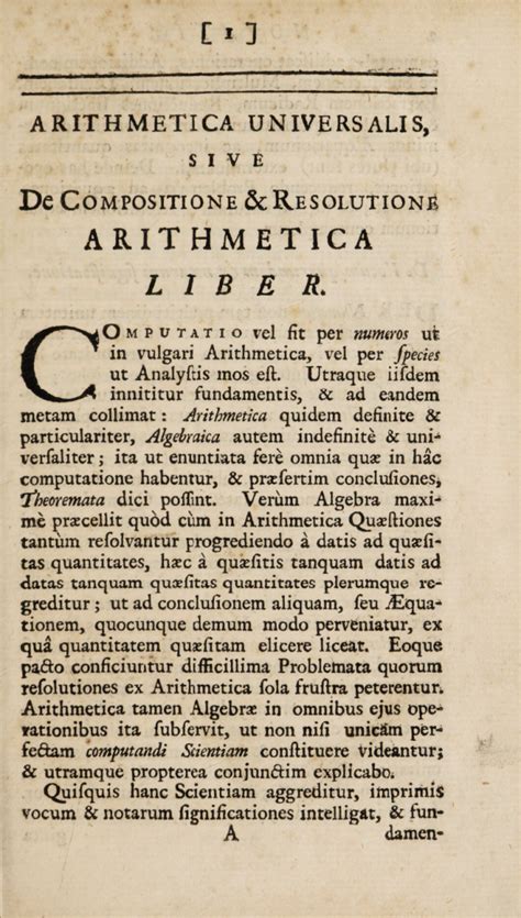 Mathematical Treasure Isaac Newtons Arithmetica Universalis