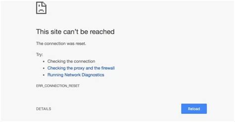 C Ch S A L I Err Connection Reset Tr N Chrome