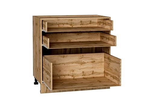 Шкаф нижний с 3 мя ящиками Сканди 800 Grey Silkwood Дуб вотан купить в «vivat
