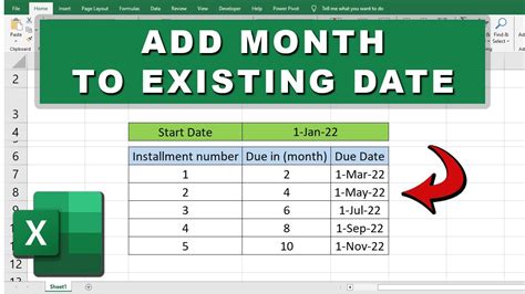 How To Add Months To An Existing Date In Excel Youtube