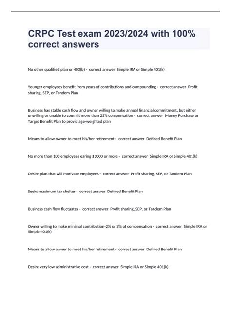 CRPC Test Exam 2023 2024 With 100 Correct Answers CRPCn Stuvia US