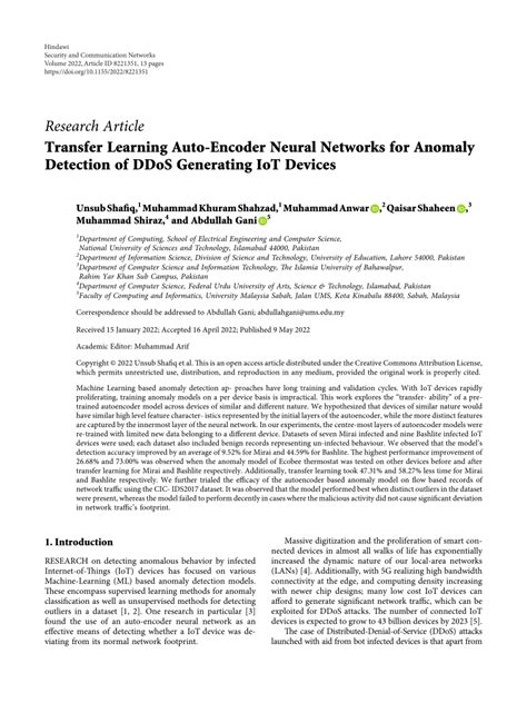 Pdf Transfer Learning Auto Encoder Neural Networks For Anomaly Detection Of Ddos Generating