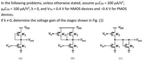 If λ0 determine the voltage gain of the stages Chegg