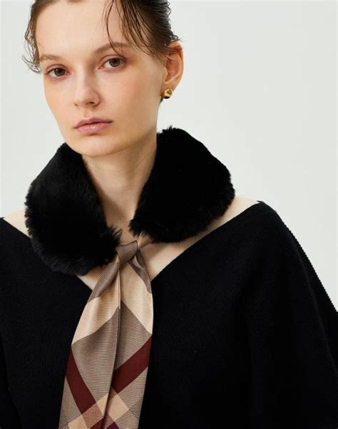 포스티 23fw 닥스 Acc 여성 블랙 에코퍼 실크 머플러dcsc3f935bk