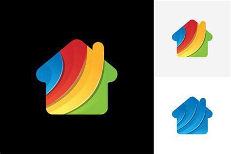 다채로운 홈 로고 템플릿 디자인 벡터 엠블럼 디자인 개념 창조적 인 기호 아이콘 개념에 대한 스톡 벡터 아트 및 기타 이미지 개념 개념과 주제 건물 외관 Istock