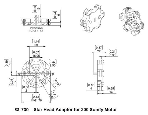 Star Head Adaptor For 300 Somfy Motor Black Zmc
