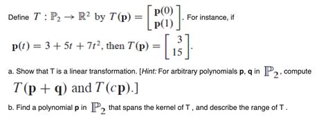 Solved Define T P2 → R2 By T P For Instance If By T