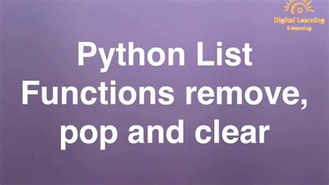 32 Python List Functions Remove Pop And Clear Android Application