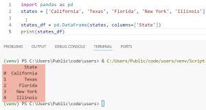 Convert A List To A Pandas Dataframe In Python