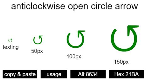 Anticlockwise Open Circle Arrow Symbol And Codes