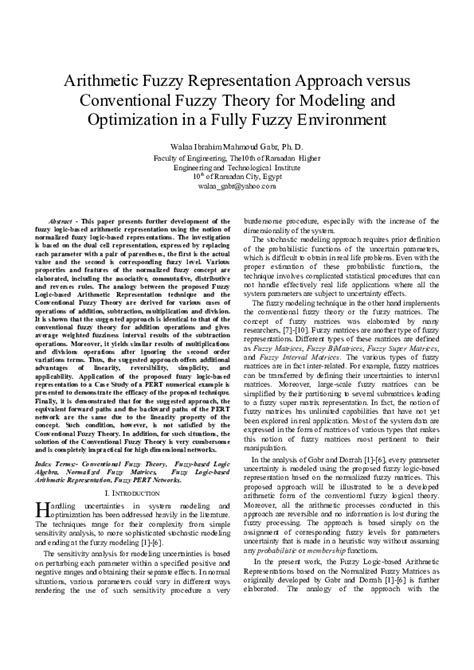 pdf arithmetic fuzzy representation approach versus conventional