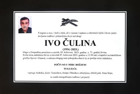 Ivo Čulina Osmrtnice Livno