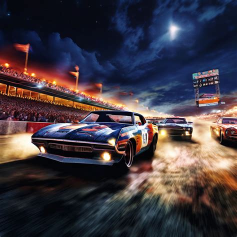 Vintage Nascar Night Race Album Cover From The Spectators P By