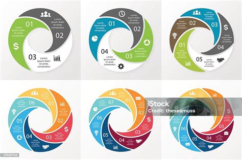 Lingkaran Vektor Berputar Infografis Templat Untuk Diagram Siklus