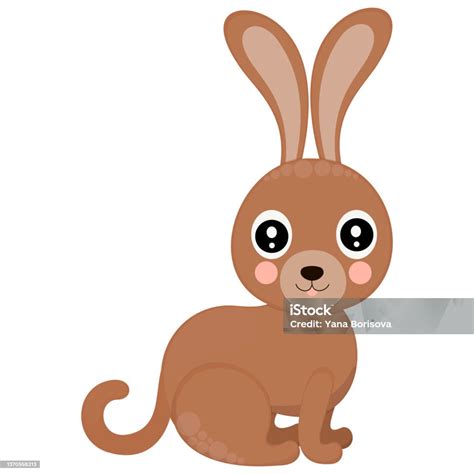 흰색 배경에 고립 된 홍당무와 미소와 아프리카 부시 토끼의 만화 귀여운 그림 스티커 디지털 스탬프 아기 옷에 인쇄 벡터 T
