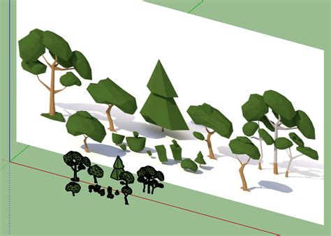 单一简化绿色植物SU模型 人物植物动物 土木在线