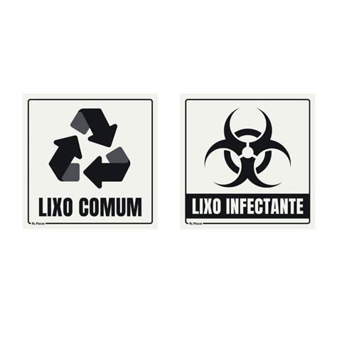 Kit 2 Adesivos Lixo Comum E Lixo Infectante 15x15 RL Placas De