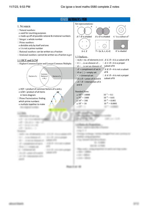 SOLUTION Cie Igcse O Level Maths 0580 Complete Z Notes Studypool