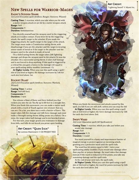 Three New Spells Designed For Eldritch Knights Bladesingers And Other