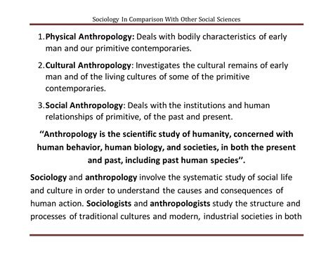 Sociology In Comparison With Other Social Sciences Docx