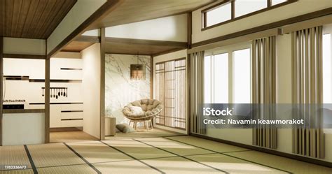 일본 방 디자인 인테리어 문 종이와 다다미 바닥 방 일본식 0명에 대한 스톡 사진 및 기타 이미지 0명 3차원 형태 건축