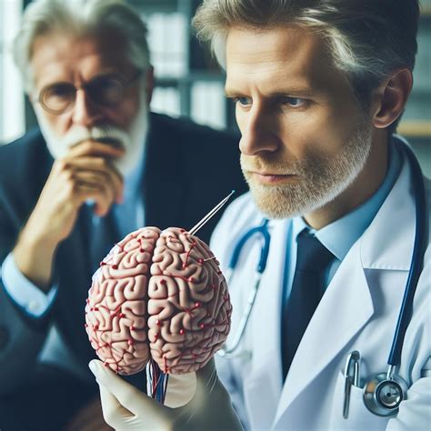 Un Médecin Tenant Un Modèle Dun Cerveau Humain En Tenue Formelle
