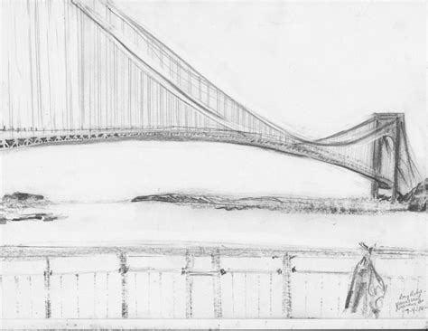 Sketch Of Verrazano Narrows Bridge Bay Ridge Nyc Print Etsy