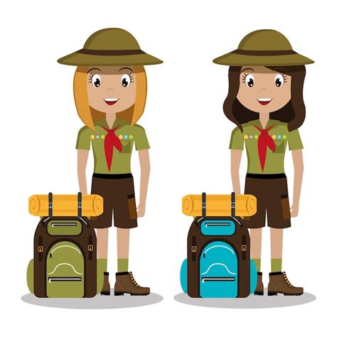 Premium Vector Scout Character With Travel Bag Isolated Icon Design