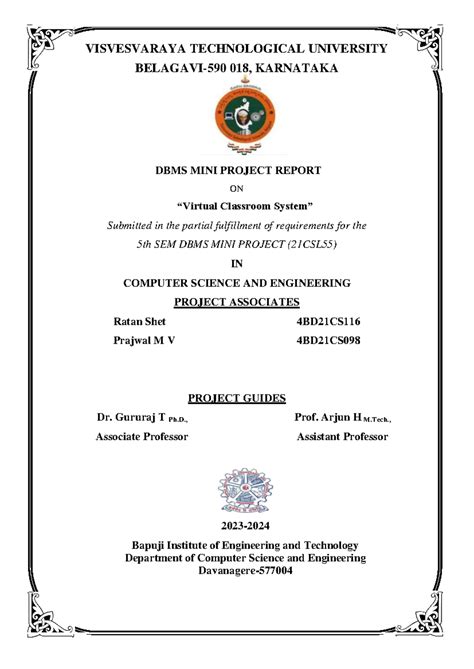 DBMS Sample 23 24 Report VISVESVARAYA TECHNOLOGICAL UNIVERSITY