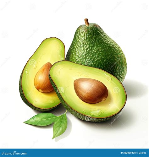 Avacado Closeup Photography In White Background Stock Illustration