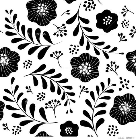 北欧風のかわいい花のシームレスパターン 花 イラスト イラスト 刺繍 図案