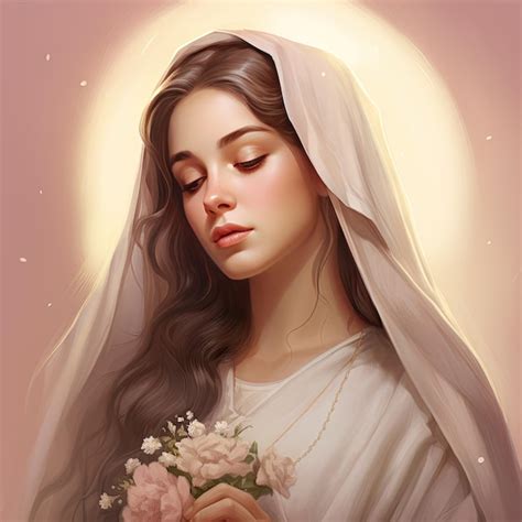 Hermosa Virgen María Nuestra Señora Estilo Pintado Ilustración De Obra