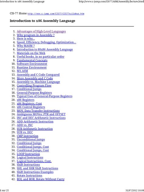 Intro To X86 Pdf Assembly Language Instruction Set