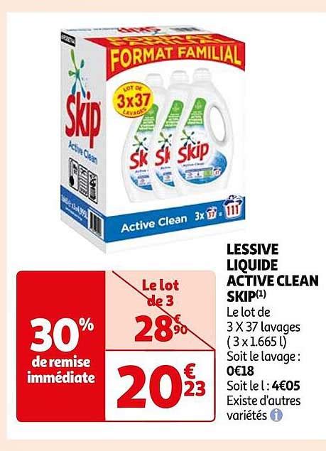 Promo Lessive Liquide Active Clean Skip Chez Auchan ICatalogue Fr
