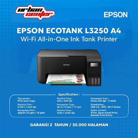Promo Printer Epson Ecotank L3250 A4 Wi Fi All In One Ink Tank Printer