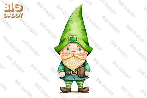 St Patrick Gnome Watercolor Clipart Graphic By Big Daddy · Creative