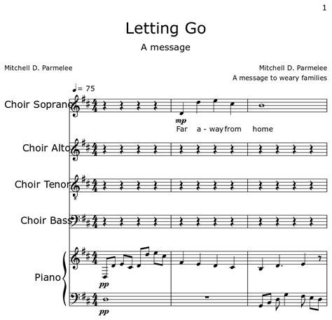 Letting Go Sheet Music For Choir Tenor Piano