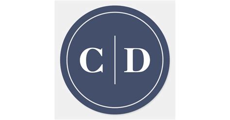 Modern Navy Blue Wedding Monogram Classic Round Sticker Zazzle