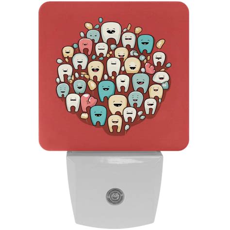 Monthers Day Small Teeth Set Of 2 Monthers Day Small Led Square Night Lights For Bedroom Wall