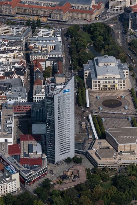 Luftaufnahme Leipzig Hochhaus Gebäude City Hochhaus am Augustusplatz