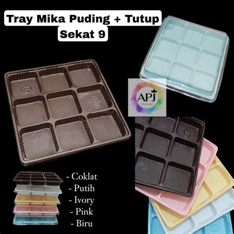 Jual Isi 25pcs Mika Puding Mini Sekat 9 Tutup Tray Mika Puding Sekat 9 Mika Puding Mini