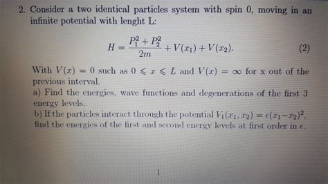 Solved 2 Consider A Two Identical Particles System With