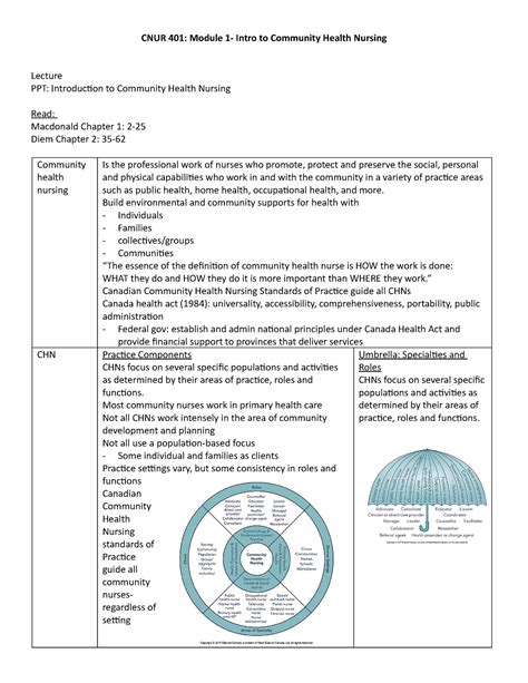 Mod 1 Mod 1 Reading Notes CNUR 401 Module 1 Intro To Community