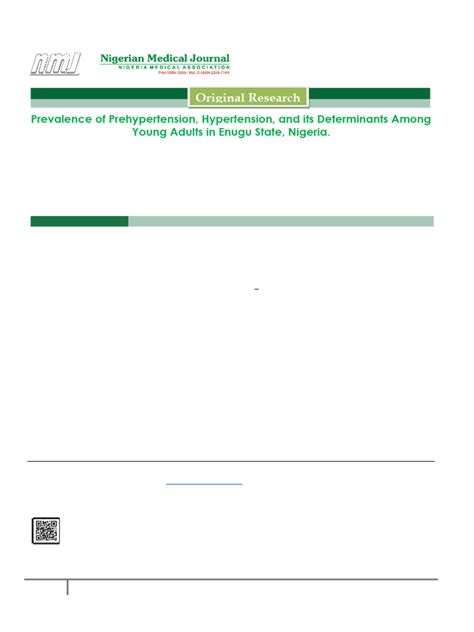 Prevalence Of Prehypertension Hypertension And Its Determinants Among