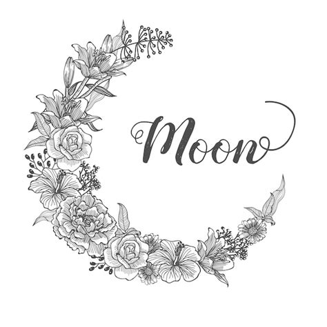 Premium Vector Moon Flower Hand Drawn Sweet