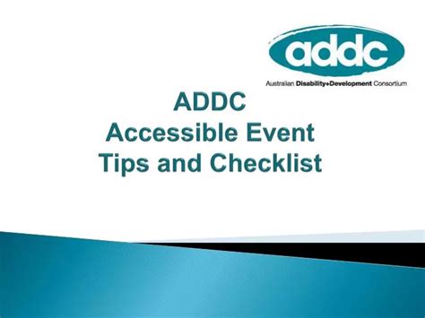 Ppt Addc Accessible Event Tips And Checklist Powerpoint Presentation