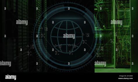 Image Of Clock And Scope Scanning Over Digital Brain And Data Processing On Black Background