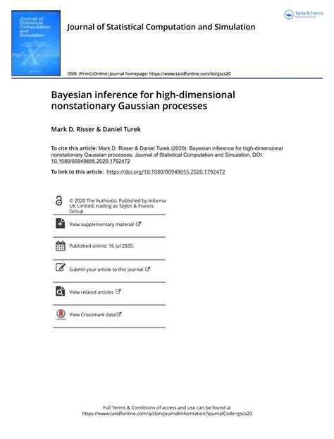 Pdf Bayesian Inference For High Dimensional Nonstationary Gaussian