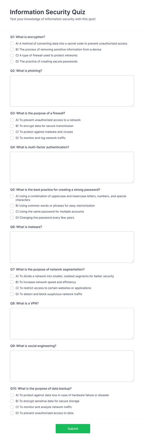 Information Security Quiz Form Template Jotform