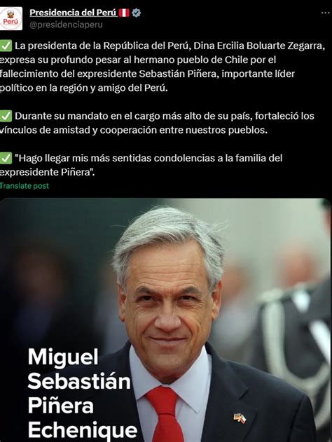 Sebastián Piñera Gobierno Peruano Lamenta Accidente Fatal Donde Murió